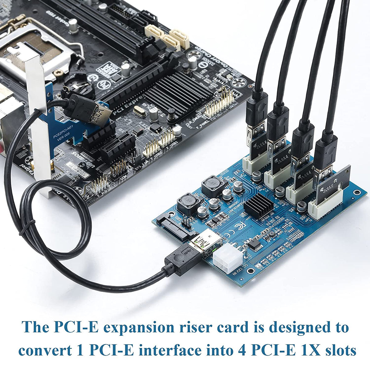 Pi+® (PiPlus®) PCI-E to PCI-E Adapter Card PCI-E 1X to 4X PCIe USB3.0