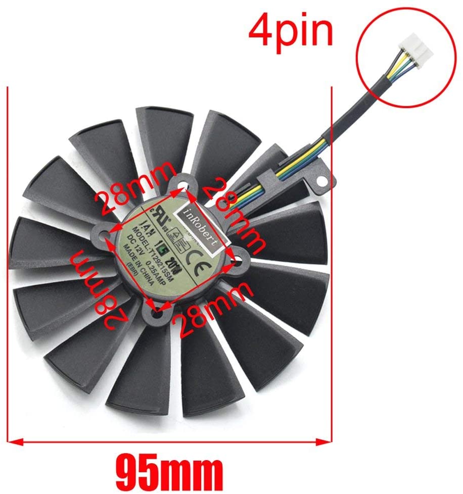 Pi+® (PiPlus®)GPU Replacement Fan for ASUS Strix RX 470 580 570 GTX 10