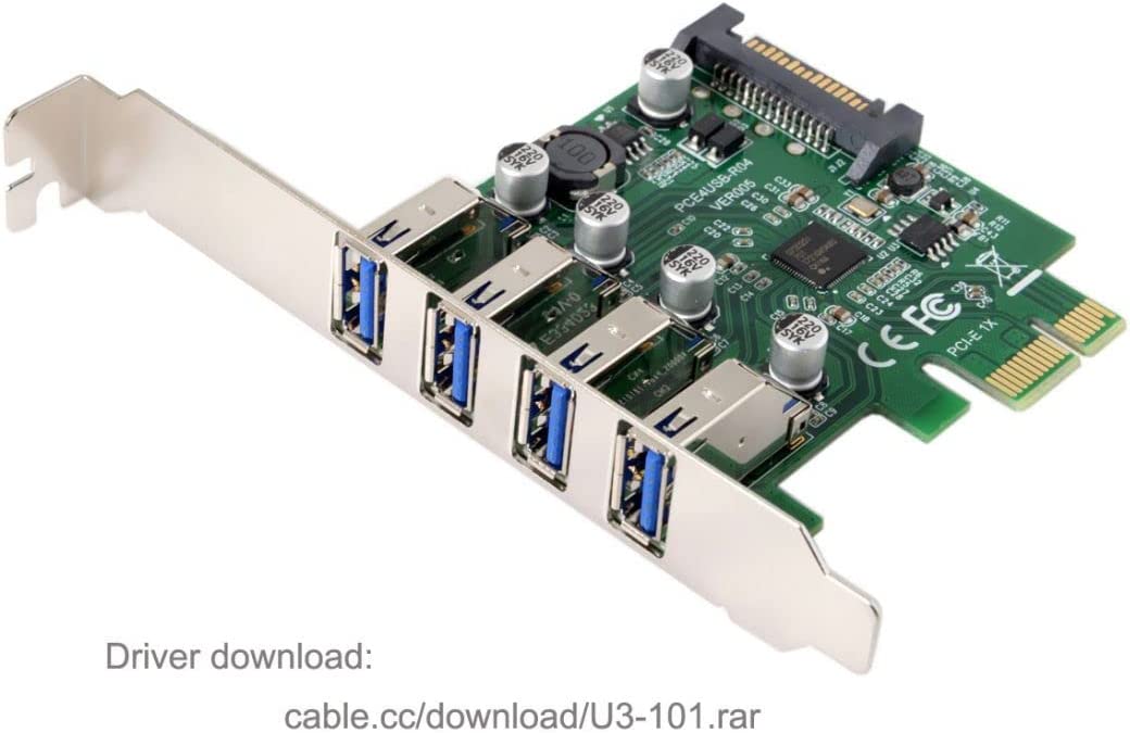 Pi+® (PiPlus®) 4 Ports PCI-E to USB 3.0 HUB PCI Express Expansion Card