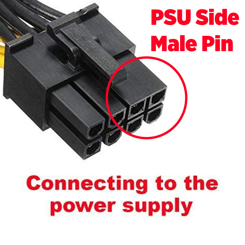 Pi+® (PiPlus®) 8 Pin Male to Dual 8 Pin (6+2) Male PCI Express Power A